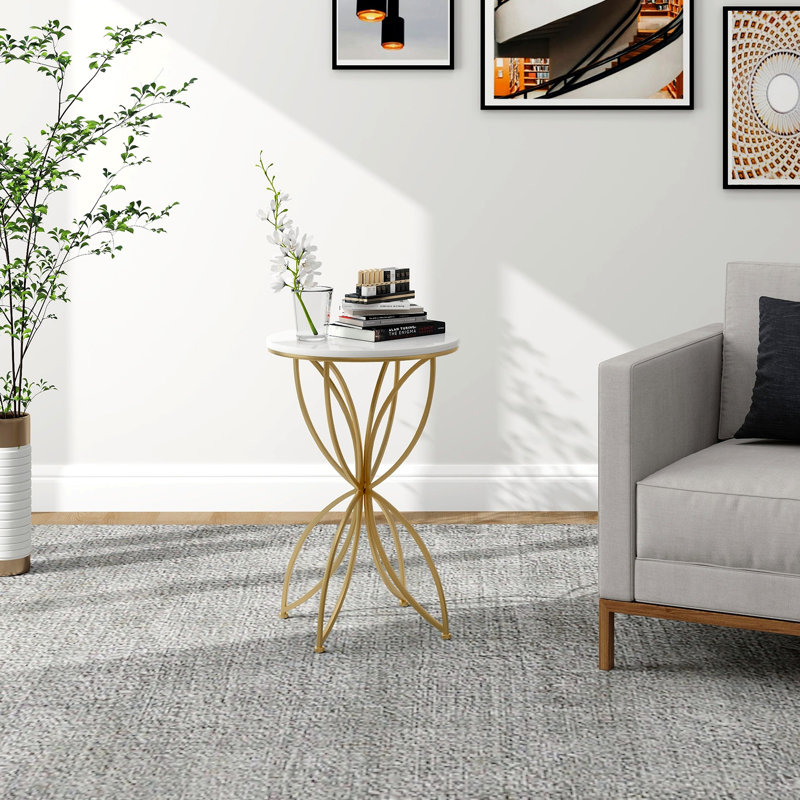 Mercer41 Alaxander Marble Top Pedestal End Table | Wayfair